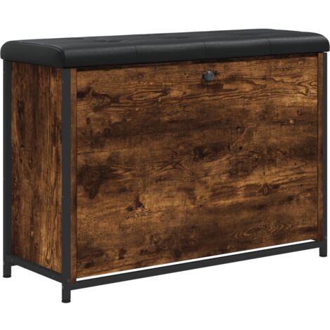Banco zapatero con cajón abatible roble ahumado 82x32x56 cm
