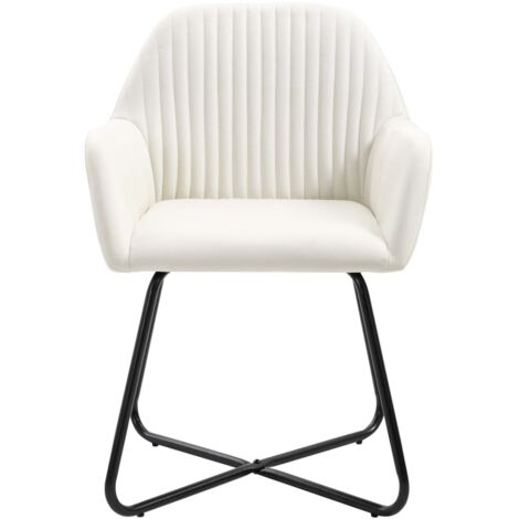Sillas de comedor 2 unidades tela color crema