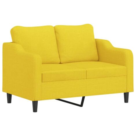 Sofá de 2 plazas de tela amarillo claro 120 cm