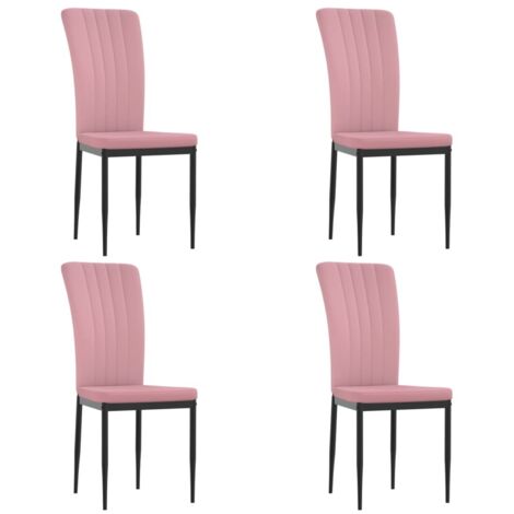 Sillas de comedor 4 unidades terciopelo rosa