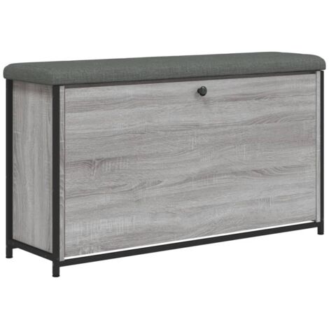 Banco zapatero con cajón abatible gris 102x32x56 cm