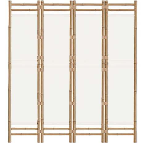 Biombo plegable de 4 paneles bambú y lona 160 cm