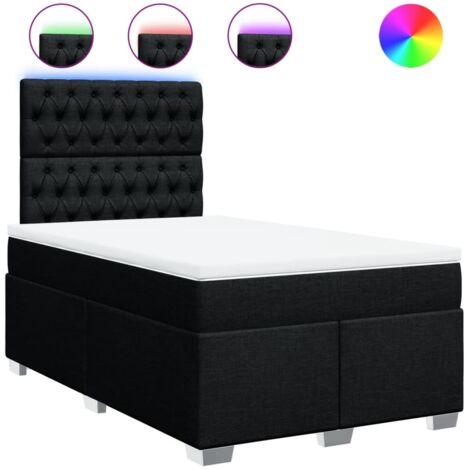 Cama box spring con colchón tela negro 120x200 cm