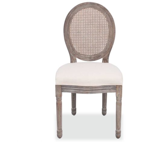 Sillas de comedor 6 unidades tela color crema