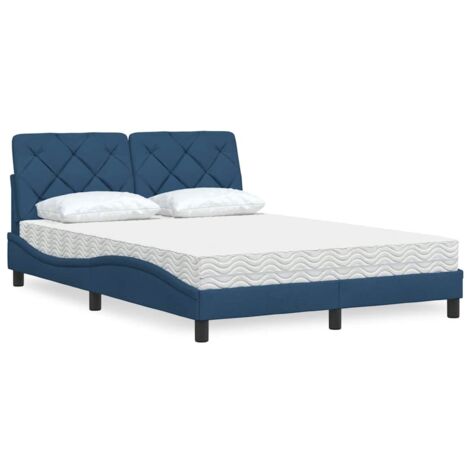 Cama con colchón tela azul 120x200 cm