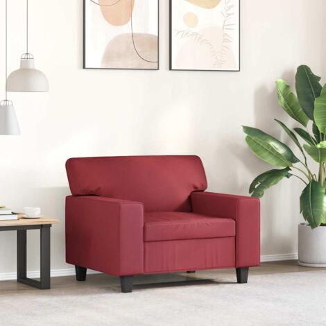 Sillón cuero sintético rojo tinto 60 cm