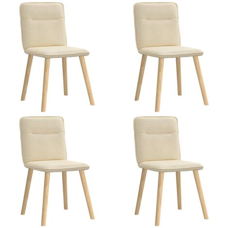 Sillas de comedor 4 unidades tela color crema