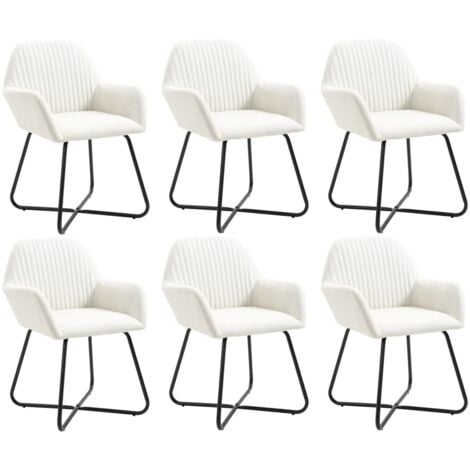 Sillas de comedor 6 unidades tela color crema