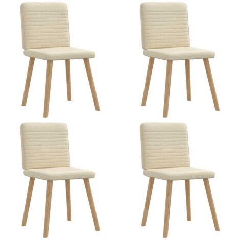 Sillas de comedor 4 unidades tela color crema