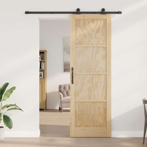 Juego de Puertas Correderas Manual Natural y negro 78 x 232 cm