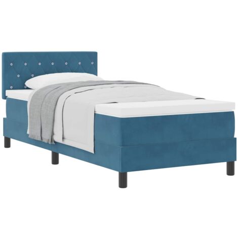 Cama tipo Box Spring Azul Oscuro 90 x 200 cm Terciopelo