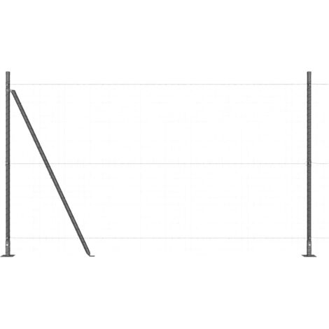 Postes de cerca 7 pcs Gris Ø32mm 160 cm Acero galvanizado