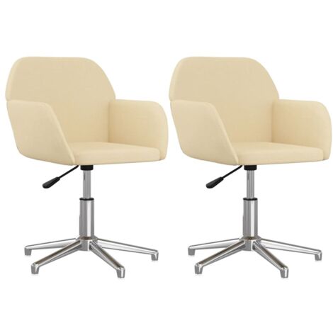 Sillas de comedor giratorias 2 unidades tela color crema