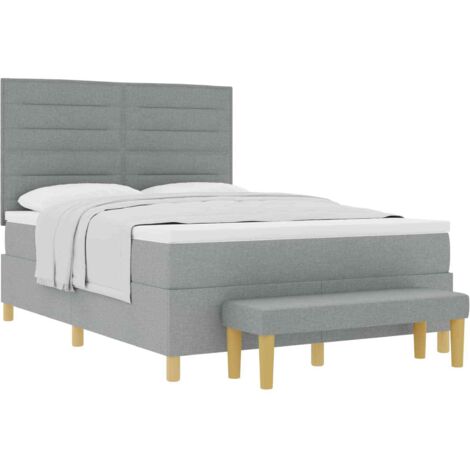 Cama tipo Box Spring con colchón Gris claro 140 x 200 cm tela