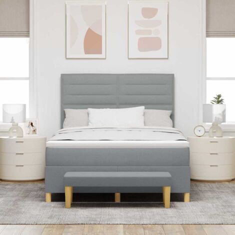 Cama tipo Box Spring con colchón Gris claro 140 x 200 cm tela