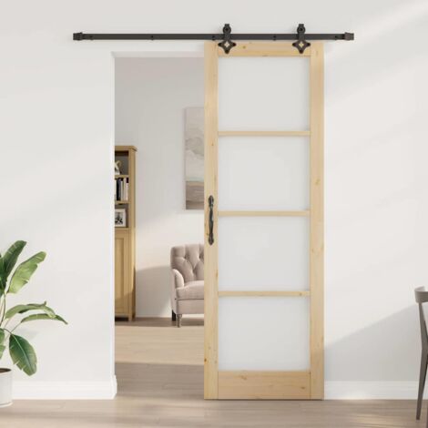 Puerta Corrediza ORKDAL Marrón 78 x 232 cm Madera y metal