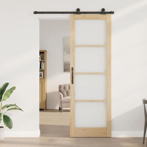 Puerta Corredera ORKDAL Marrón 78 x 232 cm Madera y metal