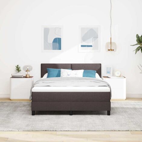 Cama box spring con colchón Marrón Oscuro 140 x 190 cm tela
