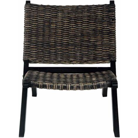Silla de ratán kubu natural y madera maciza de caoba negra
