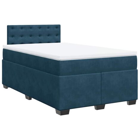 Cama box spring con colchón terciopelo azul 120x200 cm