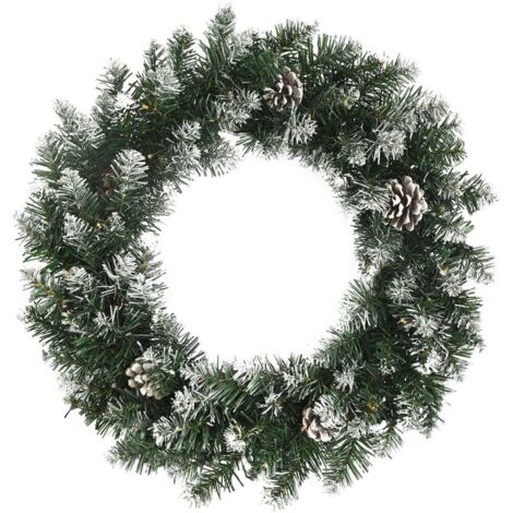 Corona de Navidad con luces LED PVC verde 60 cm