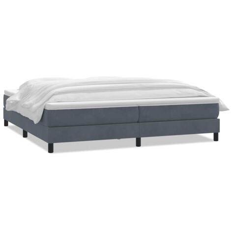 Cama box spring con colchón terciopelo gris oscuro 180x210 cm