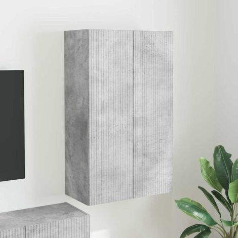 Mueble de TV Montado en la Pared Gris Concreto
