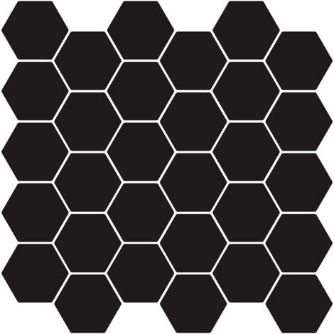 Azulejo hexagonal 50 pcs Negro 30 x 30 cm Poliuretano y PET