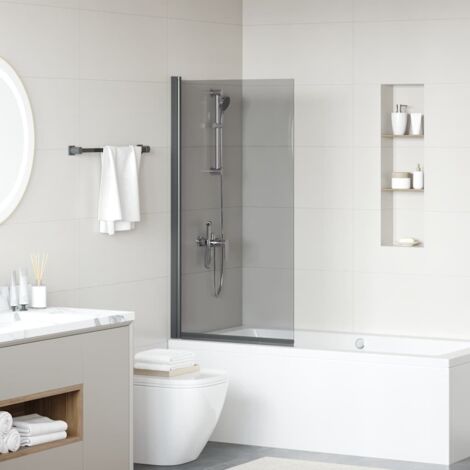 Pantalla de ducha de baño Manual Negro 68 x 130 cm Vidrio templado