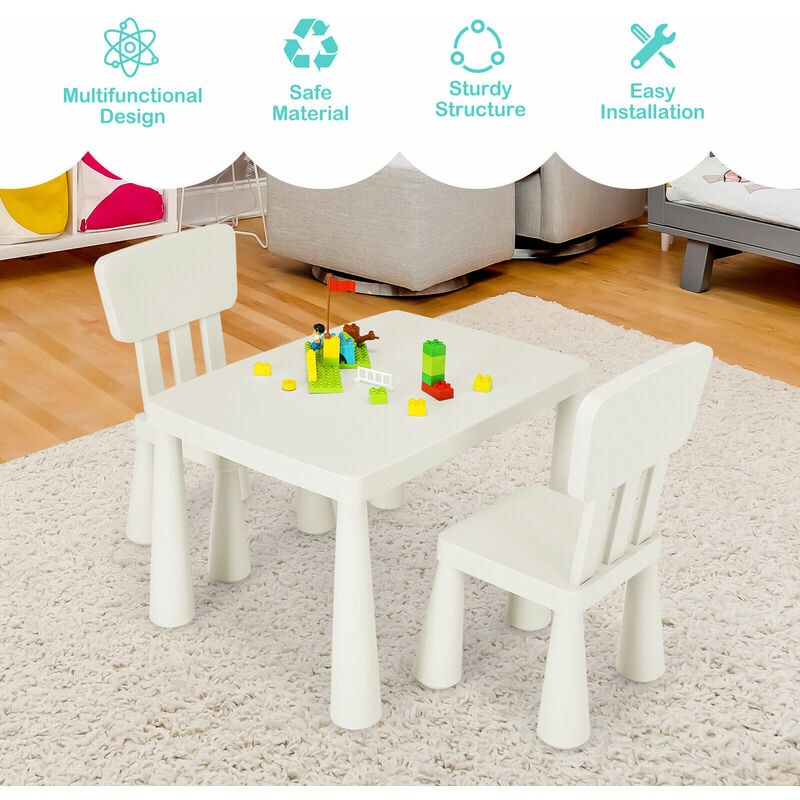 Kids Table and Chair Set Children Multi Activity Desk with 2 Chairs 3 Piece Toddler Furniture Set