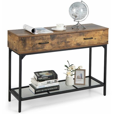 Industrial Console Table Sofa Side Table Slim Entryway Hallway Table W ...