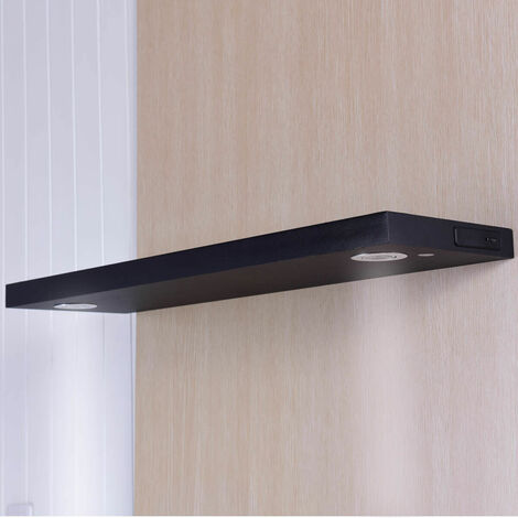 Rechargeable LED Floating Wall Shelf illuminated Wooden Display Storage ...