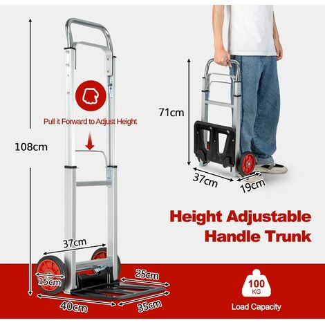 Folding Hand Truck Heavy Duty Sack Barrow W/Telescopic Handle All ...