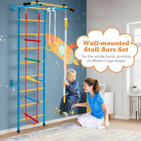 Kids Steel Swedish Ladder Set,107 x 83 x 223 cm, Gymnastic Wall Gym ...