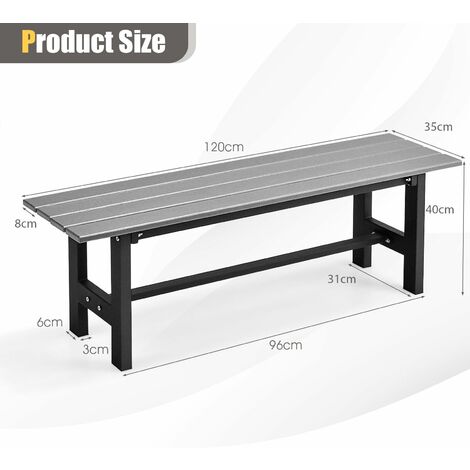 2-Person Outdoor Bench Waterproof Garden Seat Slatted Outdoor Furniture ...