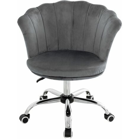 Adjustable Velvet Arm Chair Rolling Mid-Back Shell Leisure Vanity Chair ...