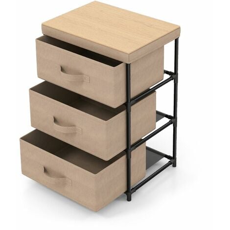 3 Chests of Drawers 3-Tier Nightstand Organizer Fabric Dresser Storage Unit