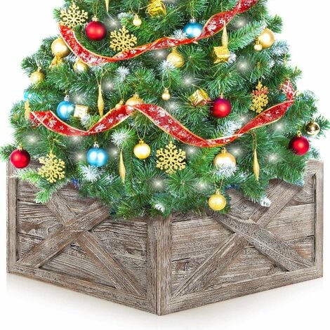 Christmas Tree Collar Box Wooden Tree Box Stand Cover W/ Hook & Loop ...