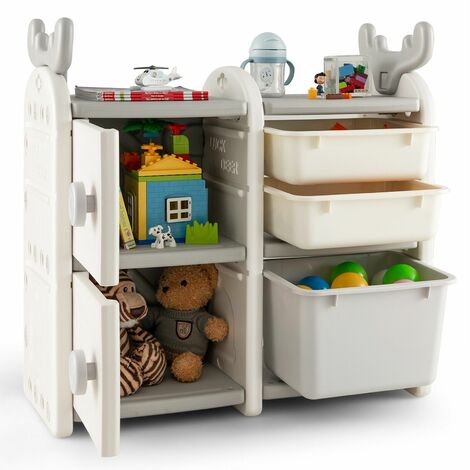 Kids Toy Storage Organizer Toy Chest Toddler Enclosed Cabinets Pull out Bins