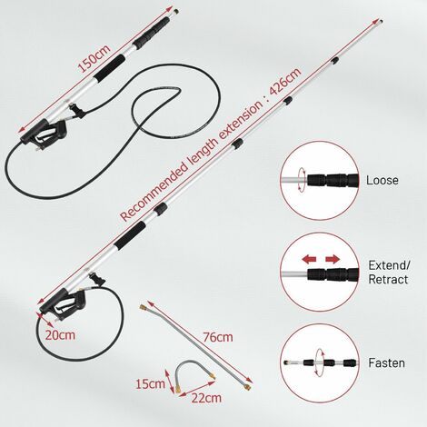 5M Telescoping Wand for Pressure Washers 4000PSI Commercial Grade ...
