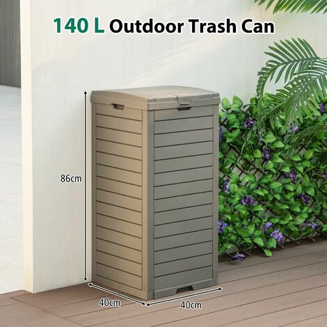 Outdoor Trash Waste Bin 140 L Large Trash Bin with Lid & Pull-out ...