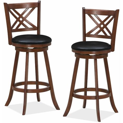 Set of 2 Bar Stools Counter Height Chair Pub 360 °Swiveling Upholstered ...