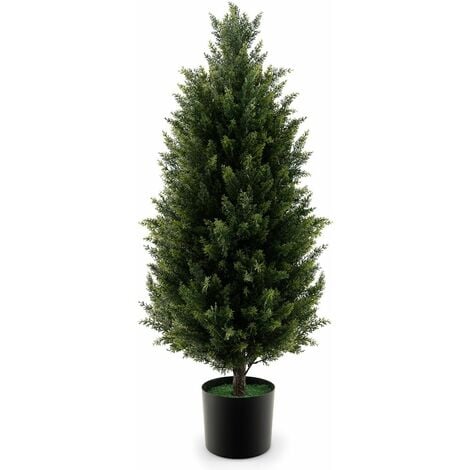 90CM Artificial Topiary Cedar Tree Fake Cypress Tree with Cement ...