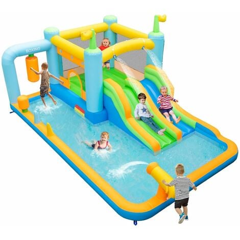 Inflatable Bouncy Castle Blowup Water Park Bounce House Double Water Slides