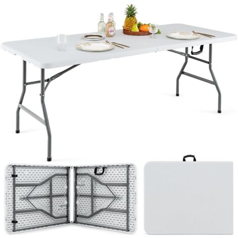180cm Folding Dining Table Fold-in-half Picnic Long Table w/ Handle