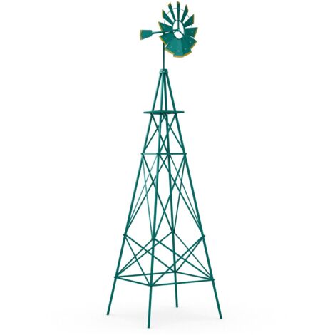 253 cm Ornamental Windmill All-Weather Metal Wind Mill Weathervane