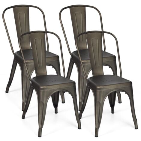 45cm High Back Bar Stools Set of 4 Metal Counter Height Barstool