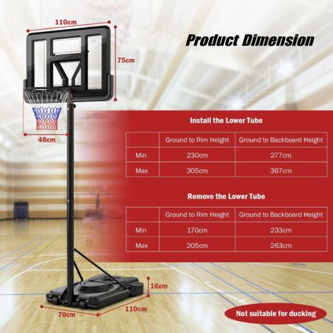 Height Adjustable Basketball Goal System 2.3-3M Basketball Hoop Stand W ...