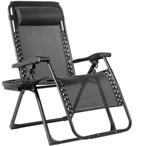 Folding Zero Gravity Chair Lounge Chaise Chair Recliner with Detachable ...