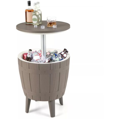 37L Cooler Bar Table Outdoor Cooler Side Table w/ Telescopic Tabletop